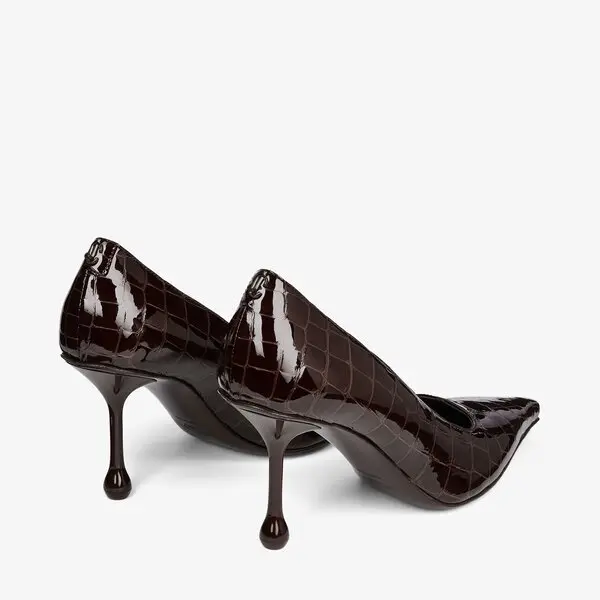 JIMMY CHOO Ixia 80 Shiny Croc-embossed Leather Pumps