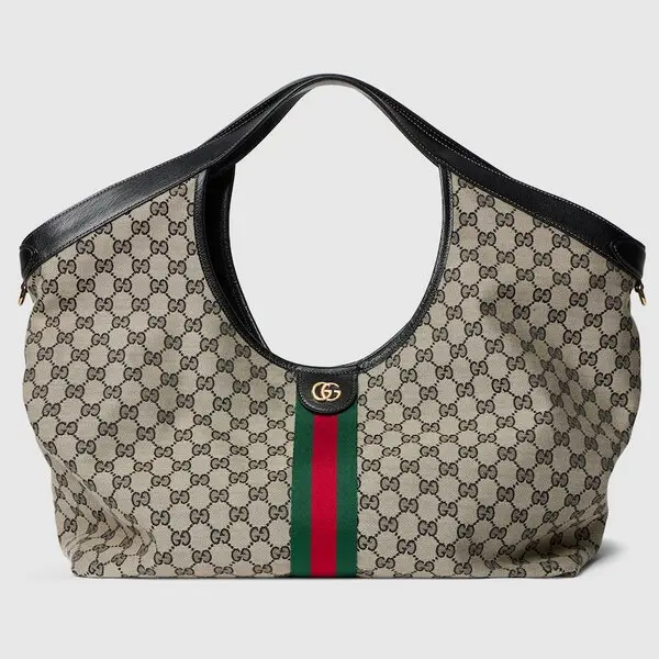 Gucci Giglio Large Tote Bag Gg Canvas - Black
