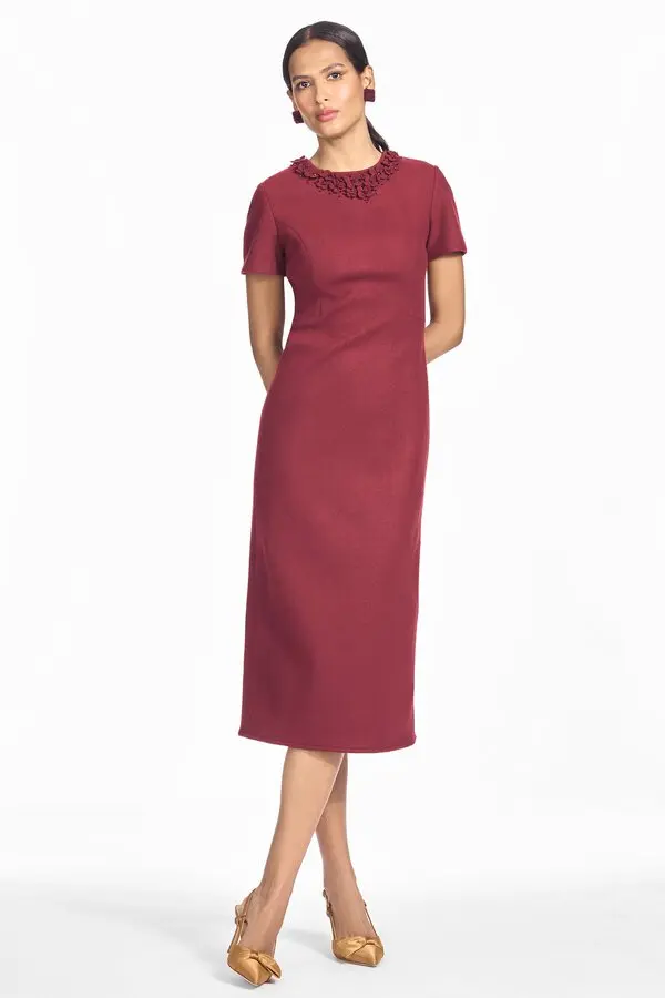 Sachin & Babi Reese Burgundy Knit Wool Column Dress