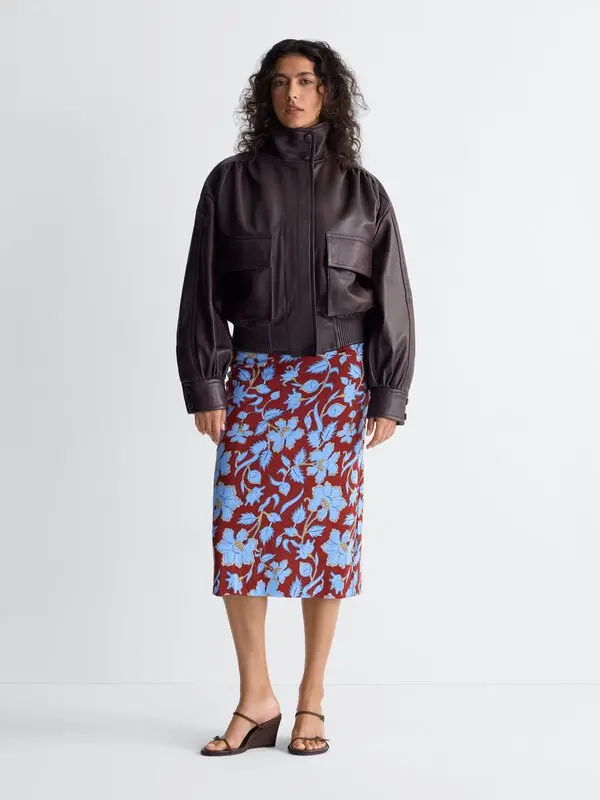 Diane Von Furstenberg Shay Leather Bomber Jacket