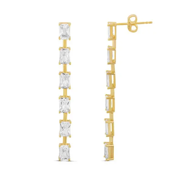 SHYMI Emerald Bar Drop Earrings - Gold