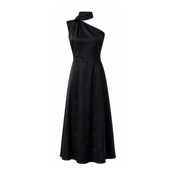 BAIJAN Obsidian Flow Silk Crepe Midi Dress