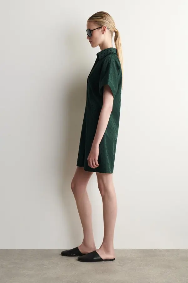 Cos Polka-dot Cotton-jacquard Shirt Dress
