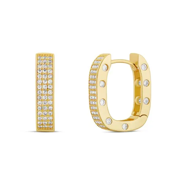 SHYMI Chunky Pave Horseshoe Hoop Earrings - Gold