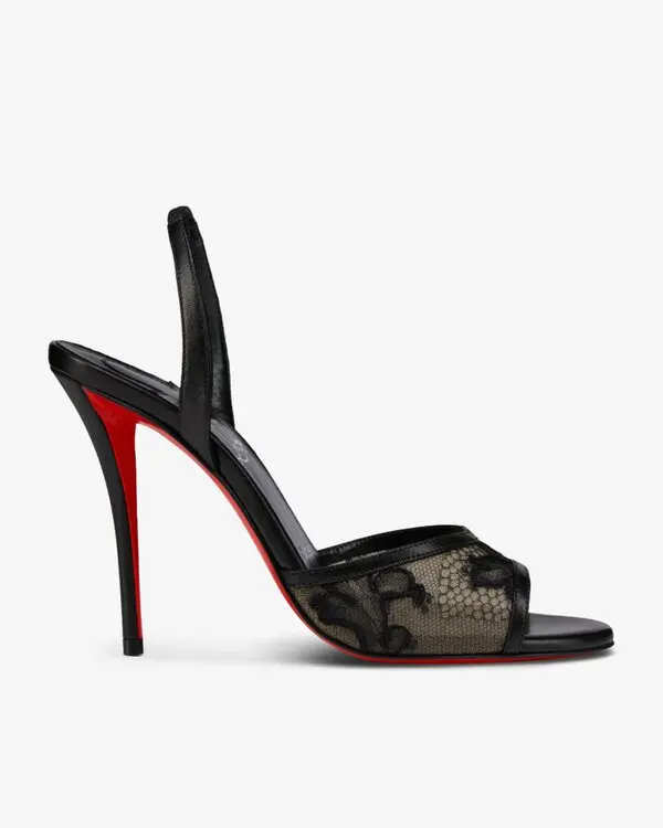 CHRISTIAN LOUBOUTIN Miss Z Lace 100 Slingback Sandals - Black