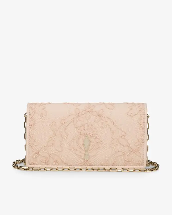 CHRISTIAN LOUBOUTIN Bettina Crepe Satin Light Blush Clutch - Beige