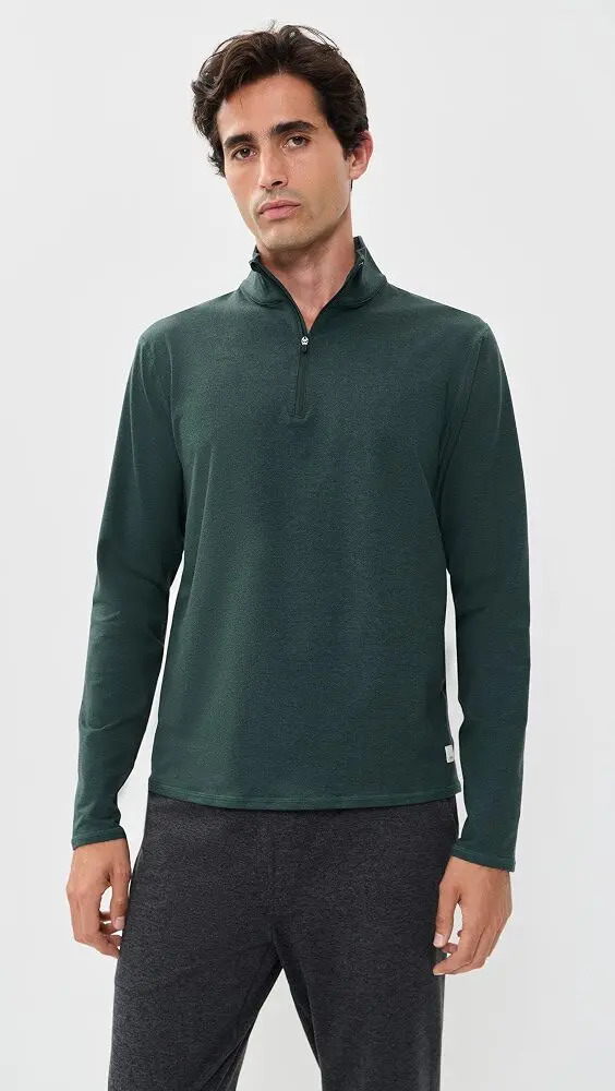 Vuori Ponto 1/2 Zip Mock Neck Sweatshirt - Hemlock Heather