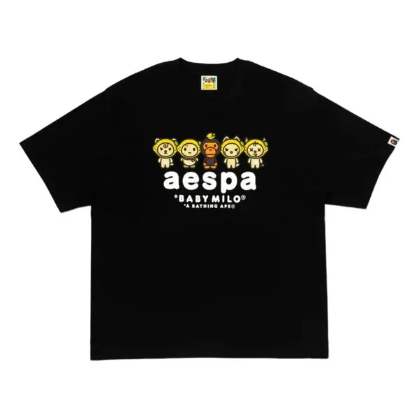 A BATHING APE X Aespa Baby Milo Lemonade Relaxed Fit T-shirt - Black