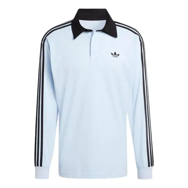 Adidas Three Stripes Rugby Polo Shirt Asia Sizing - Crystal Sky