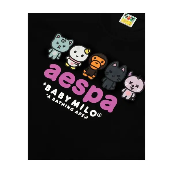 A BATHING APE X Aespa Baby Milo Relaxed Fit T-shirt - Black
