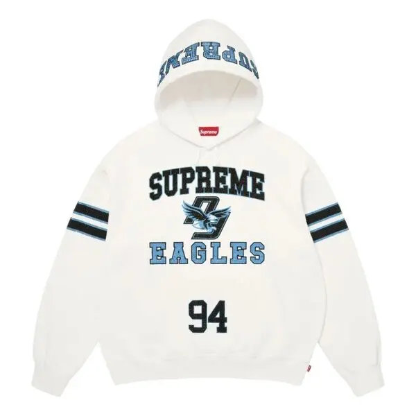 Supreme Rhinestone Eagle Hooded Sweatshirt - White