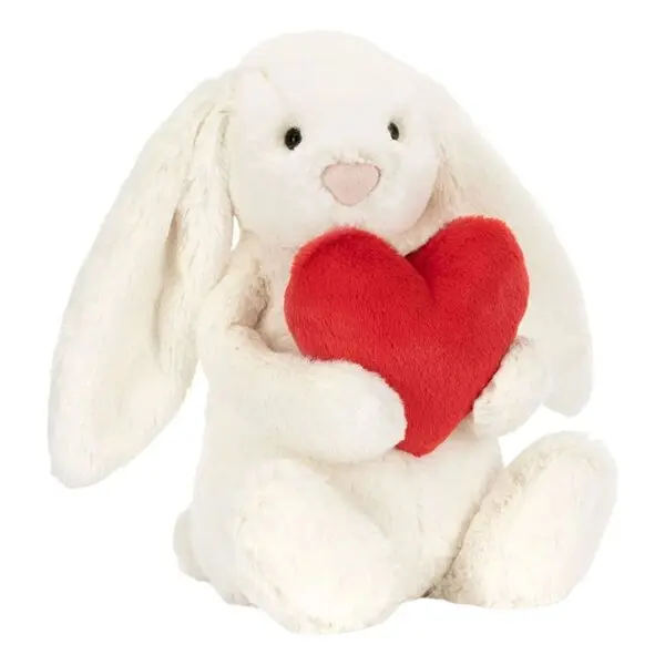 JELLYCAT Bashful Red Love Heart Bunny Medium - White