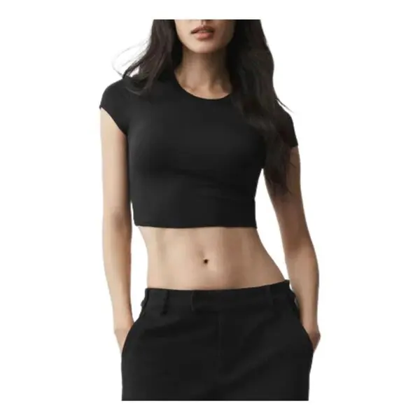 Alo Yoga Alosoft Crop Finesse T-shirt - Black