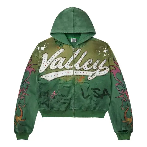 VALE FOREVER Inferno Zip Up Hoodie - Green