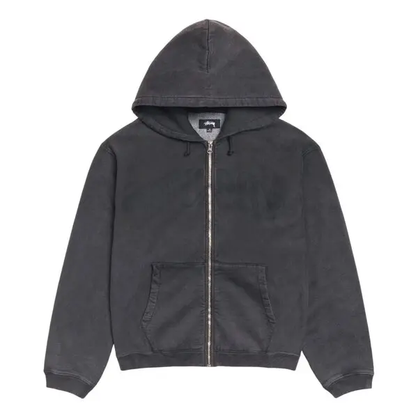 StÜssy Faded Graphic Zip Hoodie - Washed Black