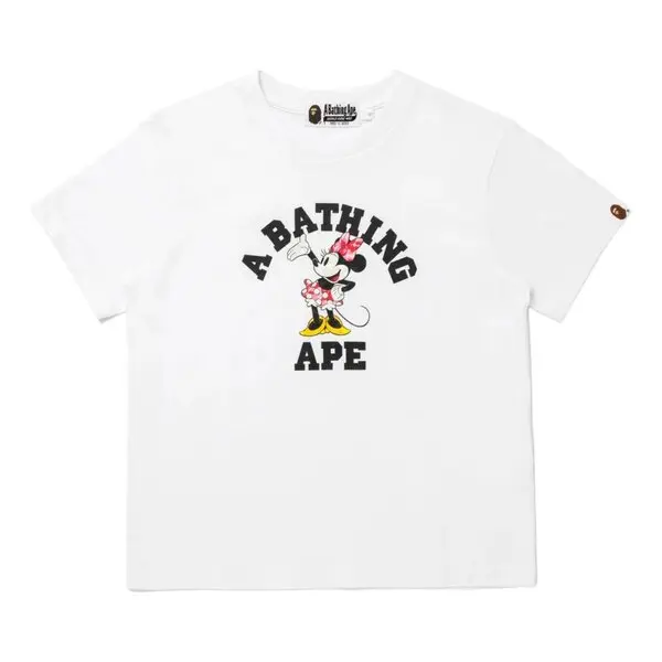 A BATHING APE X Disney Minnie Mouse College T-shirt - White