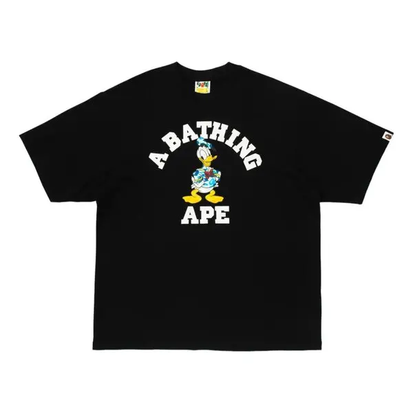 A BATHING APE X Disney Donald Duck College Relaxed Fit T-shirt - Black