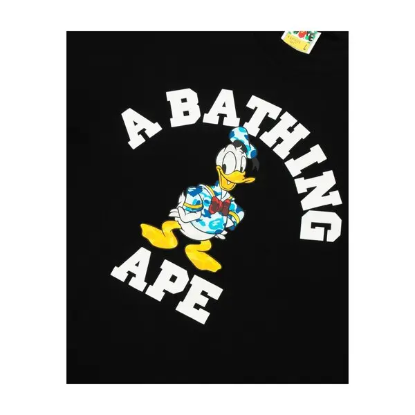 A BATHING APE X Disney Donald Duck College Relaxed Fit T-shirt - Black