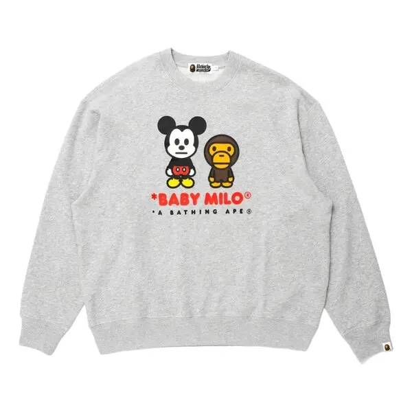 A BATHING APE X Disney Mickey Mouse Baby Milo Crewneck - Grey