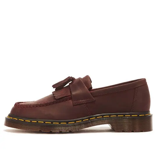 Dr. Martens Adrian Crazy Horse Leather Loafers - Cherry Red