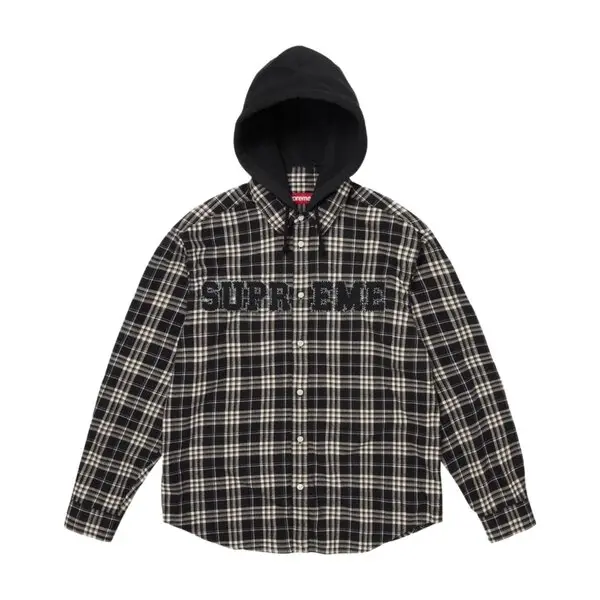 Supreme Fw26 Appliqué Hooded Flannel Shirt