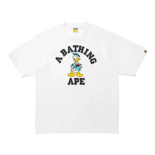 A BATHING APE X Disney Donald Duck College Relaxed Fit T-shirt - White