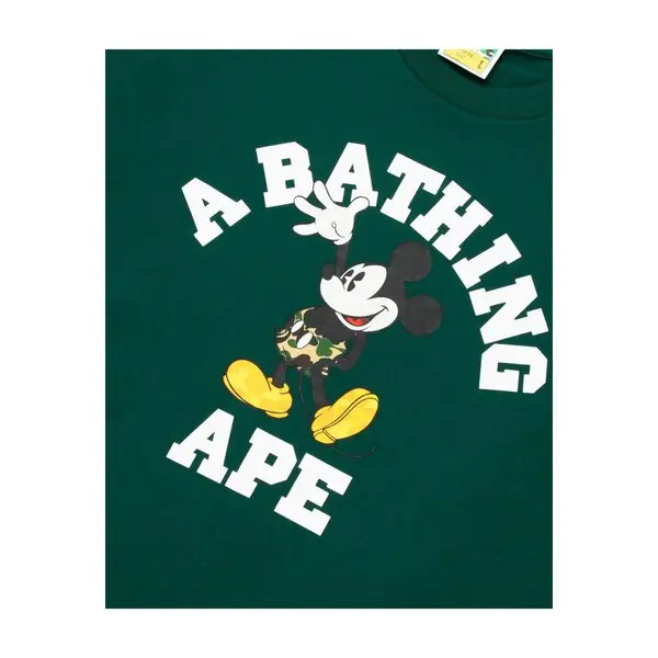 A BATHING APE X Disney Mickey Mouse College Relaxed Fit T-shirt - Green