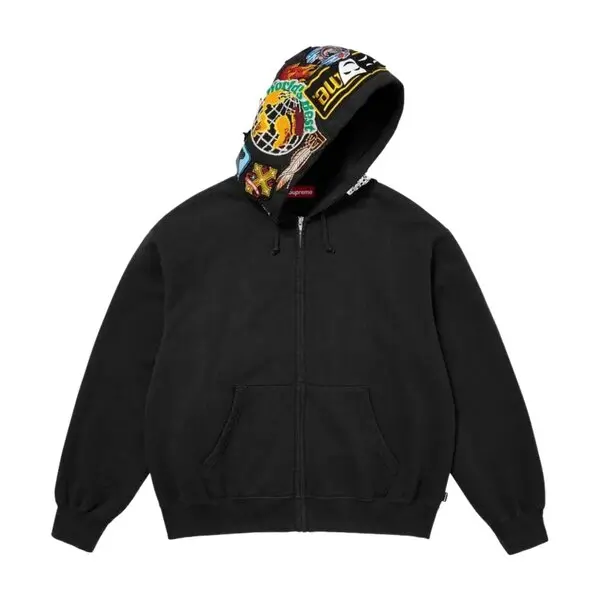 Supreme Fw26 Patches Zip Up Hooded Sweatshirt