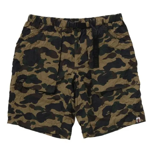 A BATHING APE Crinkle Effect Climbing Shorts - Green