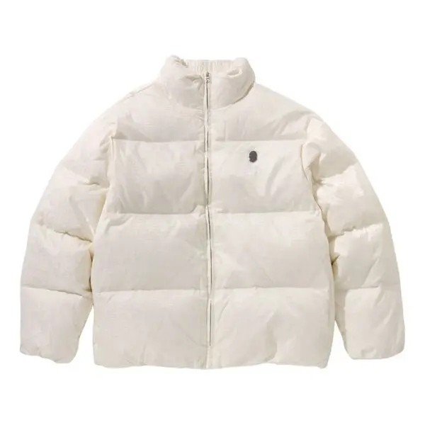A BATHING APE Lux Sport Pattern Jacquard Nylon Down Jacket - Ivory