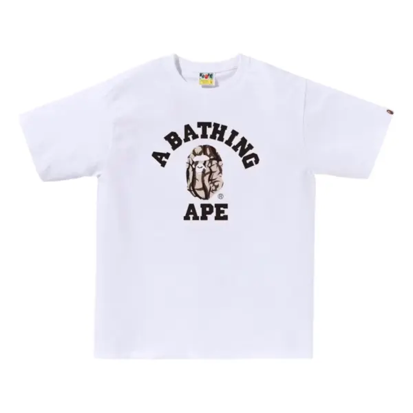 A BATHING APE Trial Camo College T-shirt - White Beige