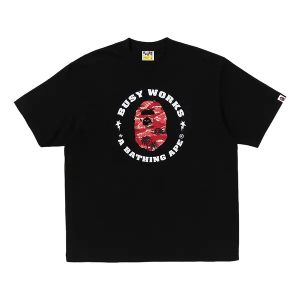 A BATHING APE Palm Tree Camo Busy Works Sta Relaxed Fit T-shirt - Black