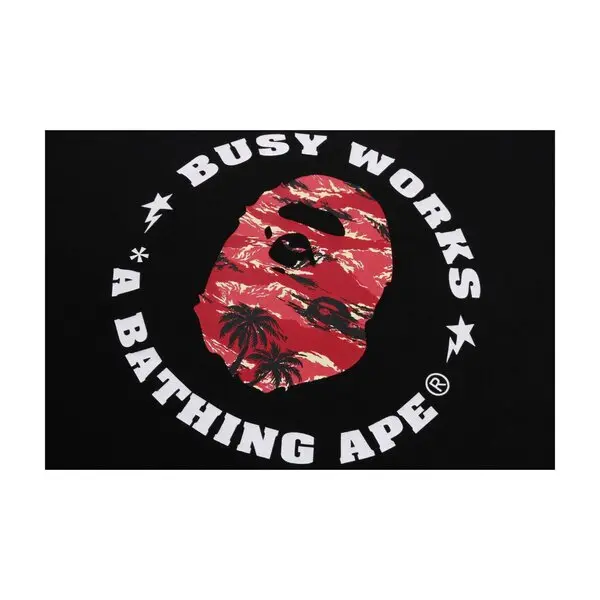 A BATHING APE Palm Tree Camo Busy Works Sta Relaxed Fit T-shirt - Black