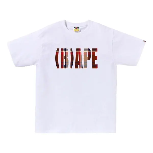A BATHING APE Check Ape Logo T-shirt - White