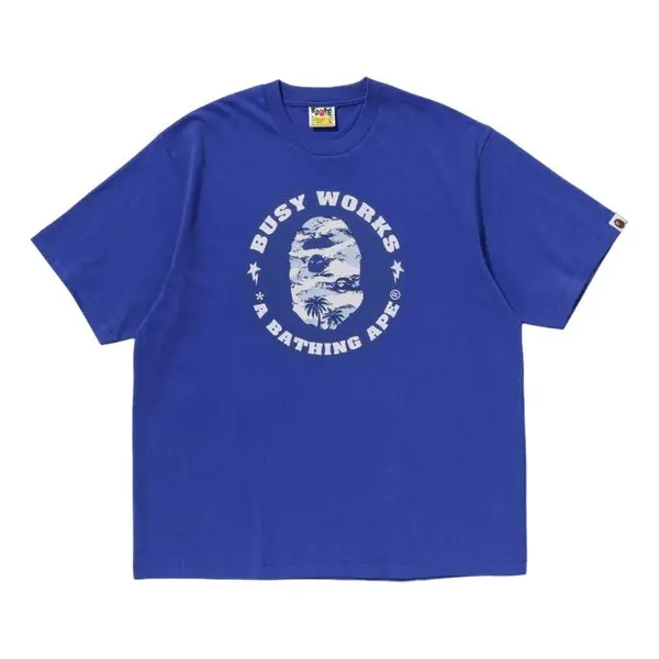A BATHING APE Palm Tree Camo Busy Works Sta Relaxed Fit T-shirt - Blue