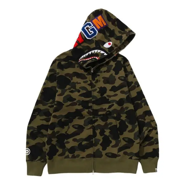 A BATHING APE 1st Camo Shark Full Zip Hoodie - Green