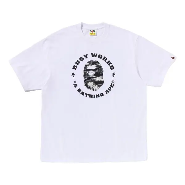 A BATHING APE Palm Tree Camo Busy Works Sta Relaxed Fit T-shirt - White