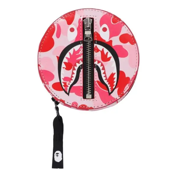 A BATHING APE Abc Camo Shark Coin Case - Pink