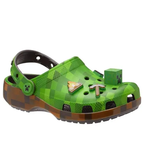 CROCS Classic Clog Minecraft Grass Block 'green Brown