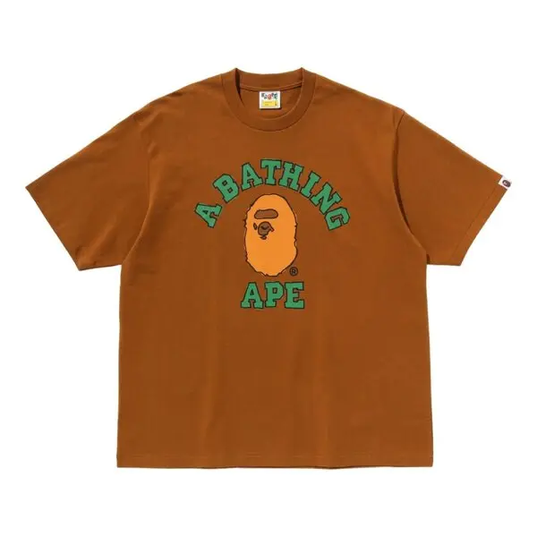 A BATHING APE Hand Drawn College Relaxed Fit T-shirt - Beige