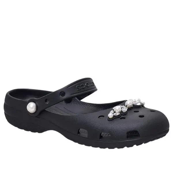 CROCS Classic Pearls Ballet Mary Jane Shoes - Black