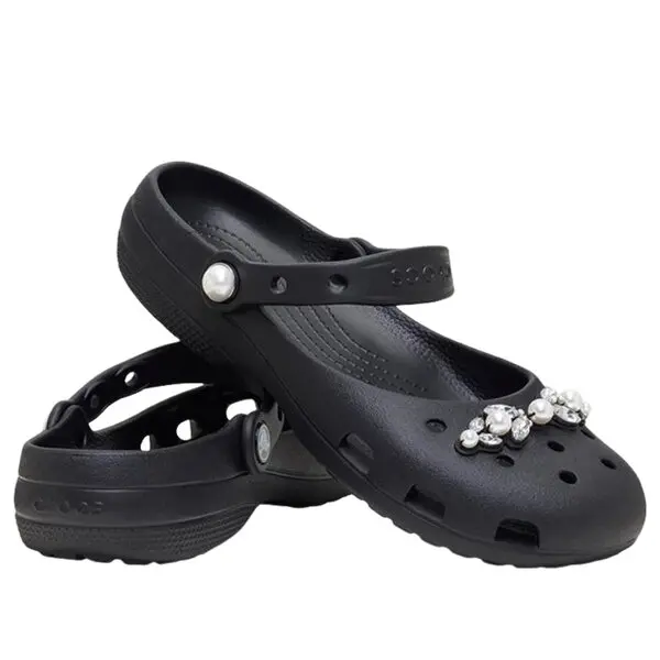 CROCS Classic Pearls Ballet Mary Jane Shoes - Black
