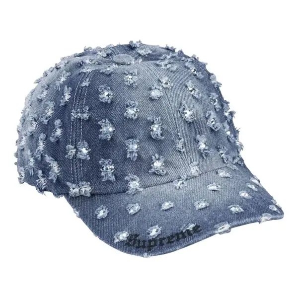 Supreme Fw26 Hole Punch Rhinestone Denim 6-panel - Washed Indigo