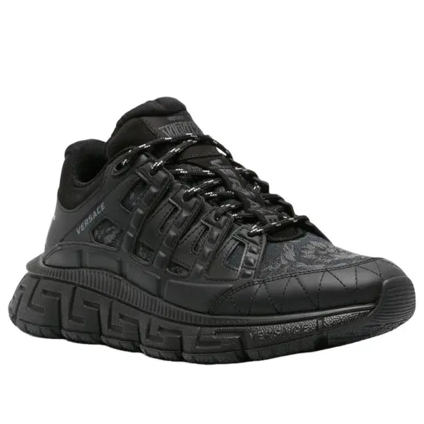 Versace Trigreca Jacquard Leather Sneakers