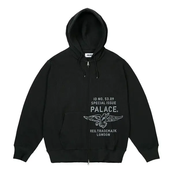 PALACE Dove Stamp Waffle Zip Hoodie - Black