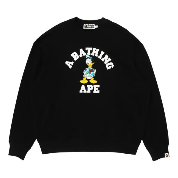 A BATHING APE X Disney Donald Duck College Crewneck - Black