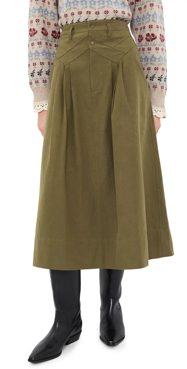 The Great. The Field Skirt - Olive