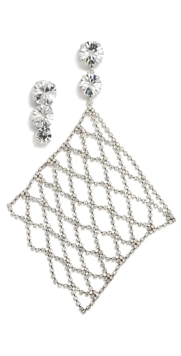 Isabel Marant Étoile Crystal Mesh Asymmetric Drop Earrings - Transparent/silver