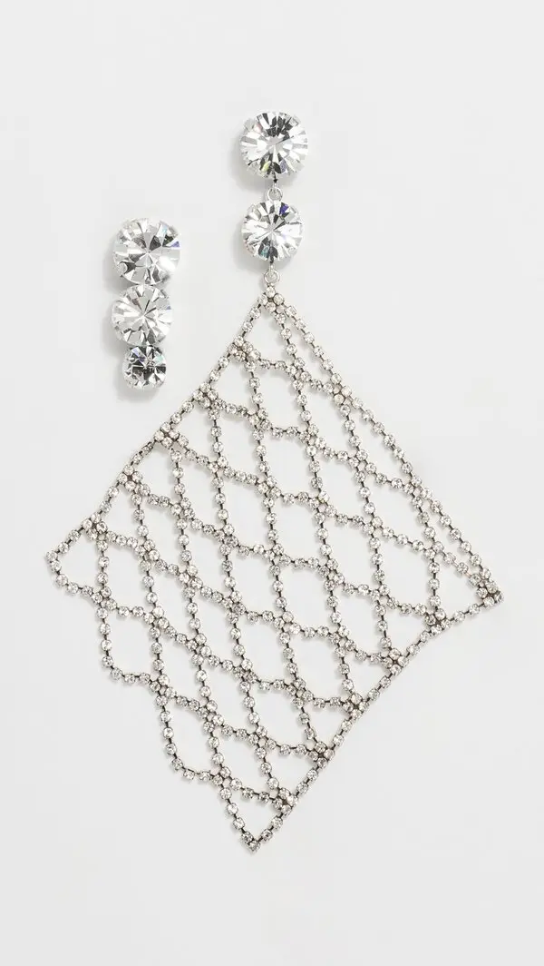Isabel Marant Étoile Crystal Mesh Asymmetric Drop Earrings