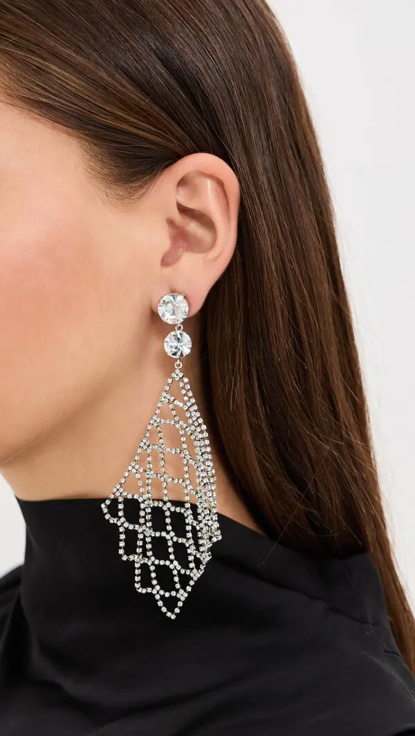 Isabel Marant Étoile Crystal Mesh Asymmetric Drop Earrings
